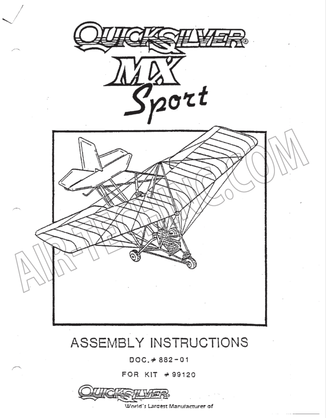 Assembly Manuals – Free Downloadable PDFs – Air-Tech Inc. | Quicksilver ...