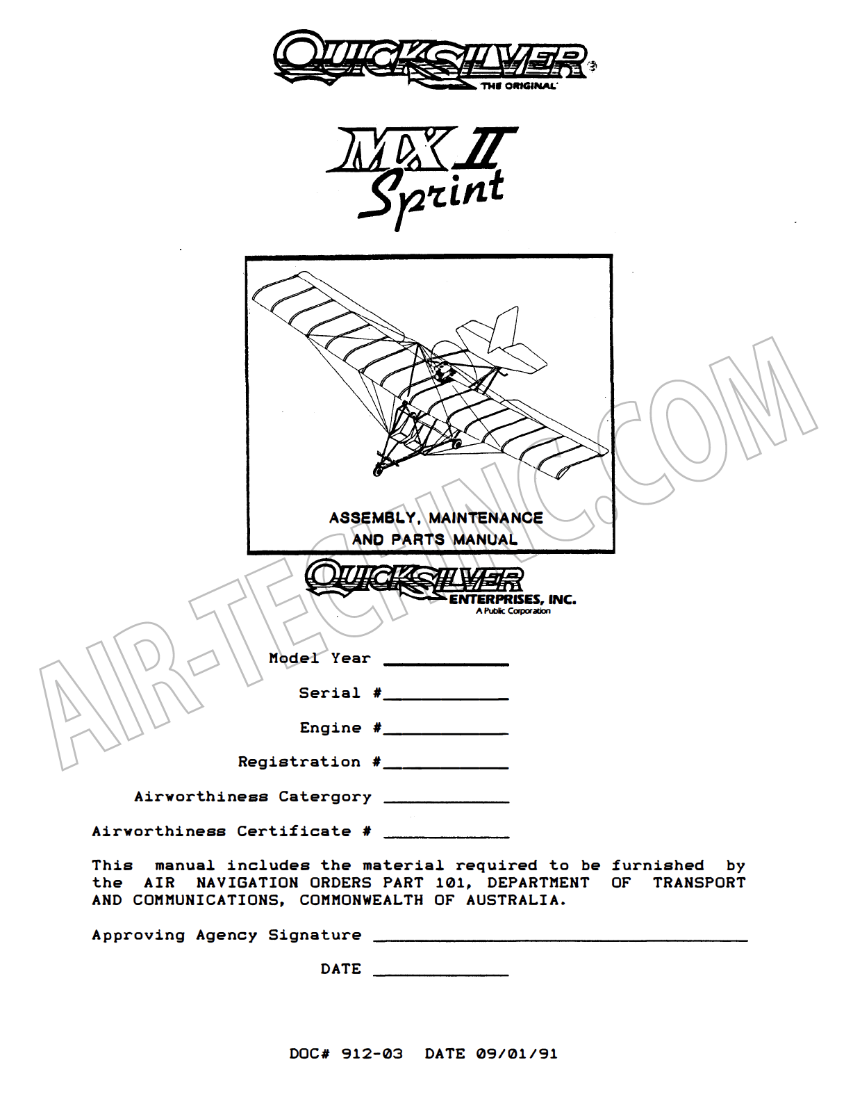 Assembly Manuals – Free Downloadable PDFs – Air-Tech Inc. | Quicksilver ...