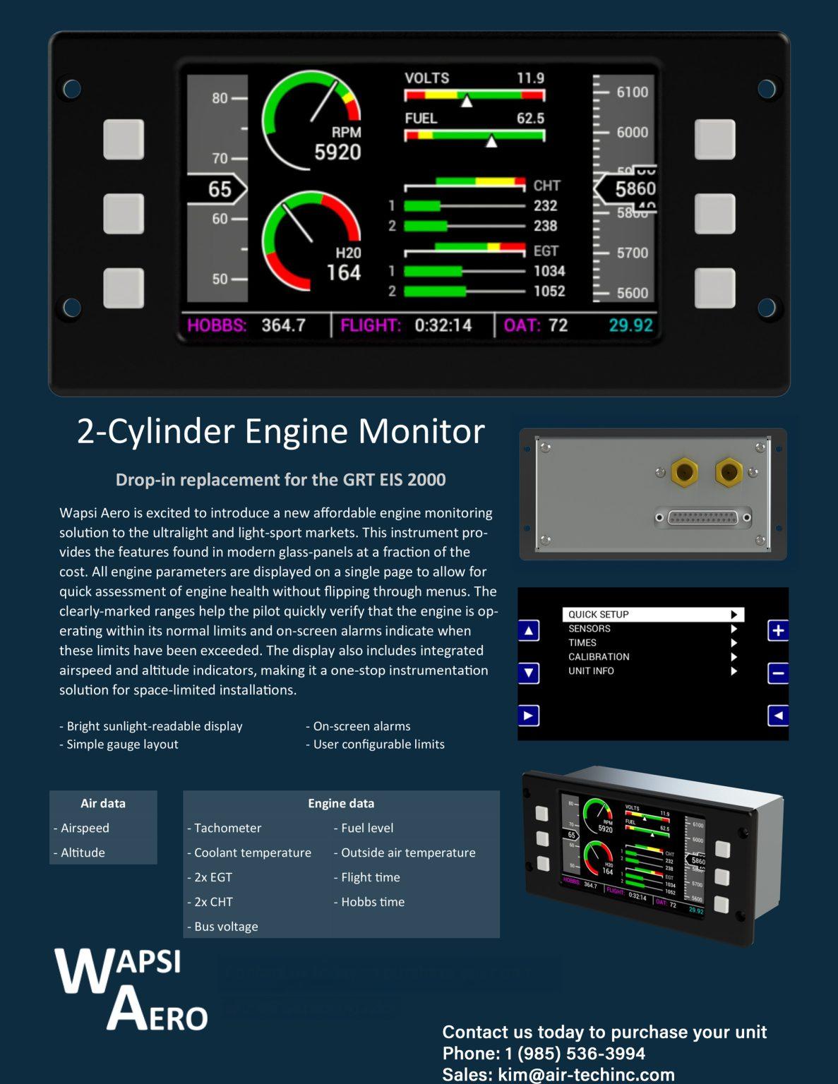 2 Cylinder Engine Monitor – Air-Tech Inc. – Quicksilver Ultralight Aircraft